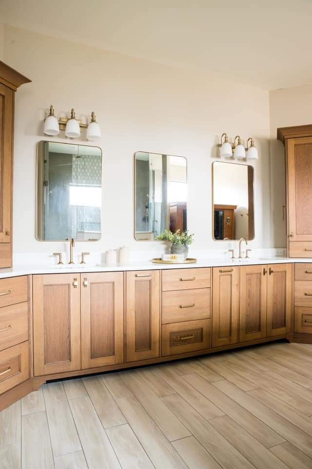 Rift White Oak Beaded inset - Transitional - Bathroom - Kansas City ...