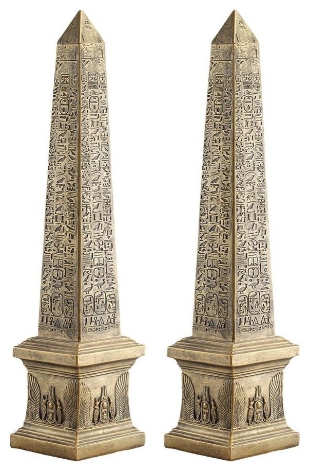 Golden Obelisks of Ancient Egypt, Set of 2 - Traditional - Decorative ...