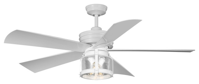 Luxury Coastal Ceiling Fan, Matte White - Beach Style - Ceiling Fans ...