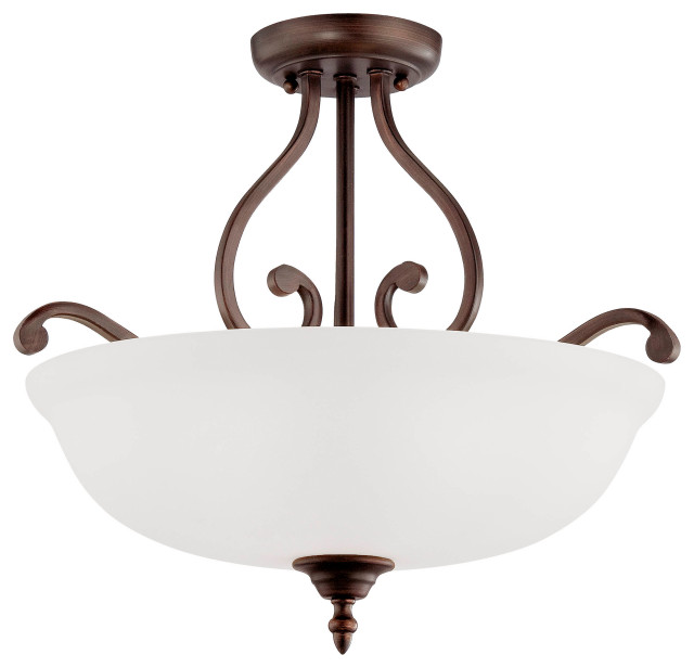 3 Light 18 in. Rubbed Bronze Semi-Flush - Traditional - Flush-mount ...