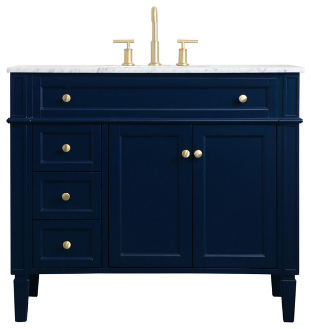 40" Single Bathroom Vanity, Blue, Vf12540Bl - Transitional - Bathroom ...