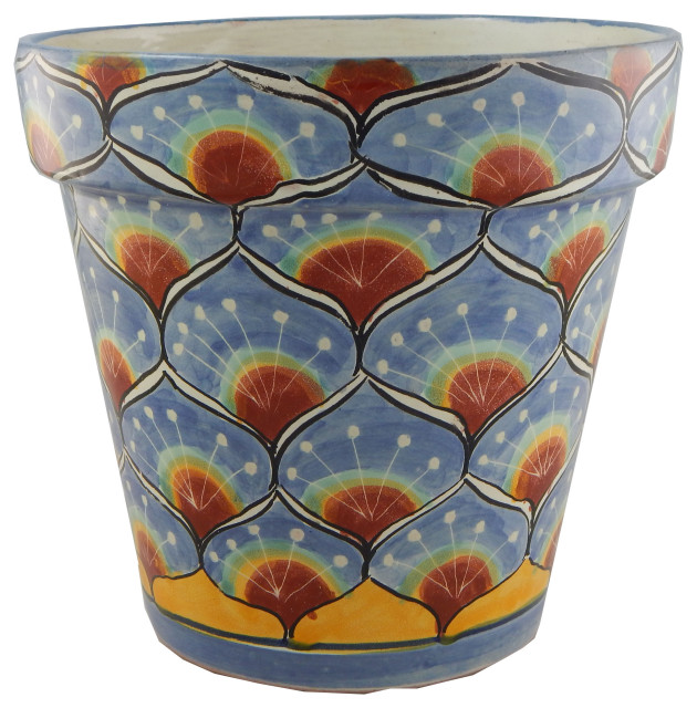 Mexican Ceramic Flower Pot Planter Folk Art Pottery Handmade Talavera ...