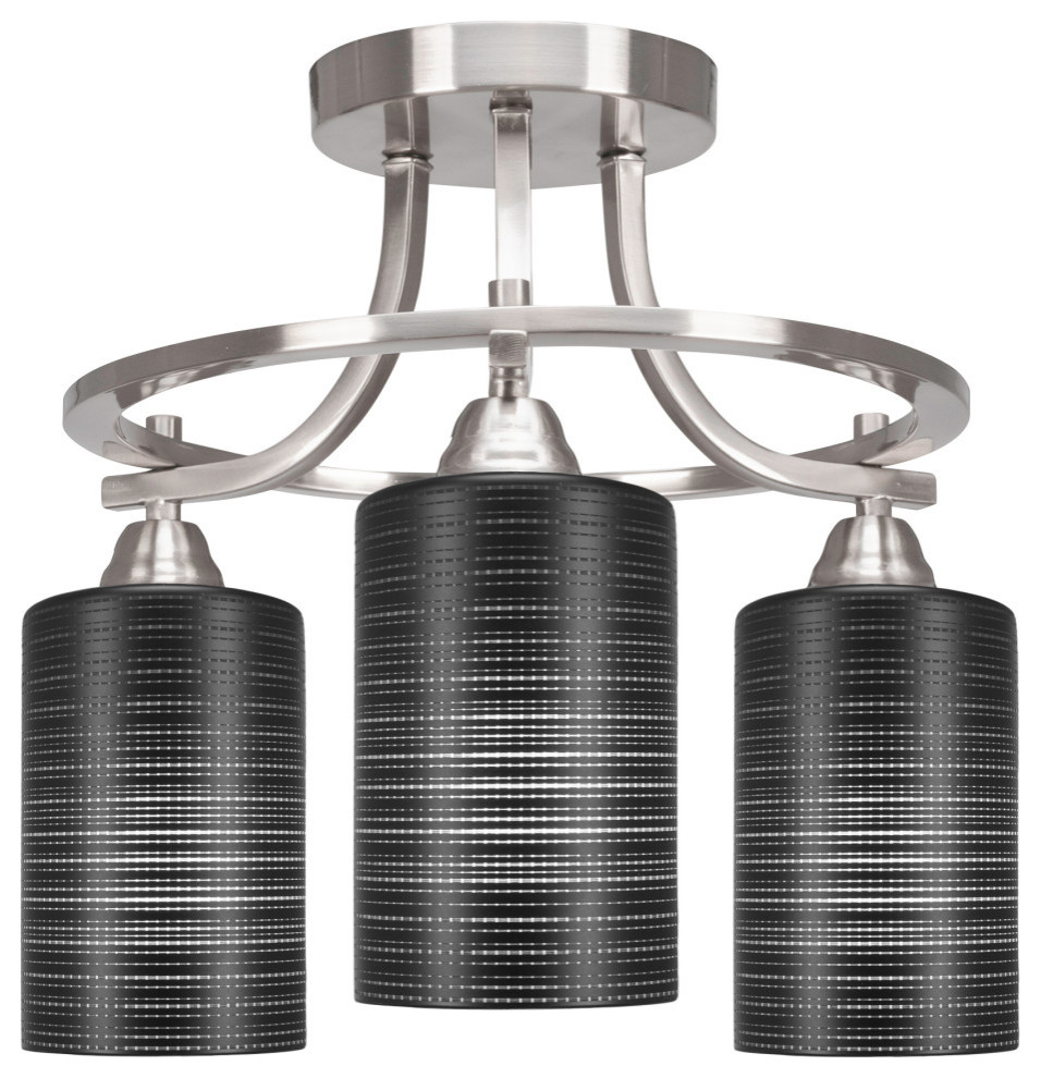 Paramount 3-Light Semi-Flush Light, Brushed Nickel, 4" Black Matrix ...