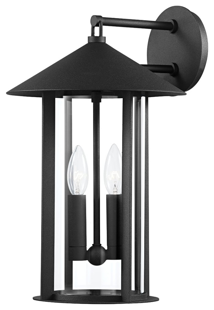 Long Beach 2 Light Exterior Wall Scone, Textured Black - Transitional ...