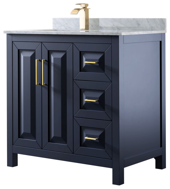 Daria 36" Single Vanity, Dark Blue, Top, Square Sink, No Mirror ...