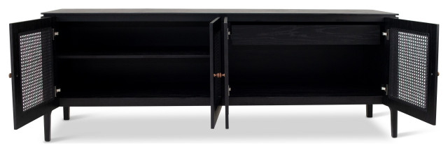 Modern Brazilian, Missione, Cane Buffet, Ebano Frame, Ebano Cane ...