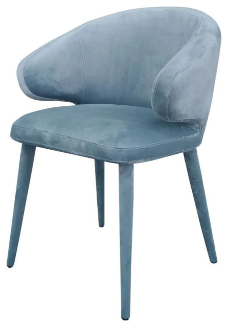 Laura Modern Blue Gray Fabric Dining Chair Set of 2 - Midcentury ...