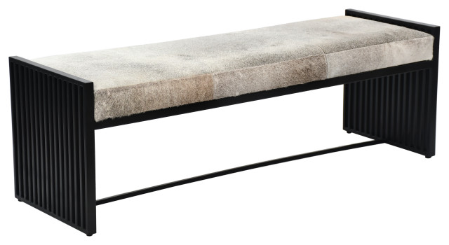 Retro Frost Hide Bench Black Base - Contemporary - Upholstered Benches ...