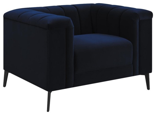 Pemberly Row Modern Velvet Upholstered Tuxedo Arm Chair Blue ...
