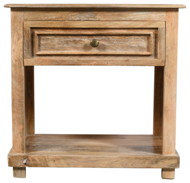 Jenna 1-Drawer Solid Wood Nightstand With Natural Finish - Rustic ...