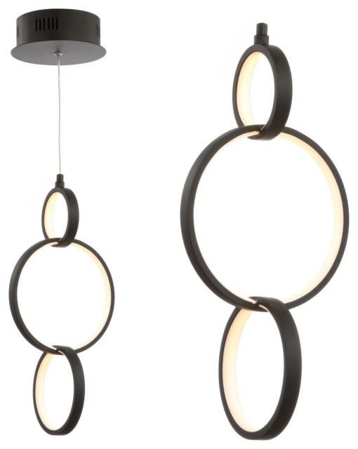 Loop 7.75" Adjustable Integrated LED Metal Ring Pendant, Black - Modern ...