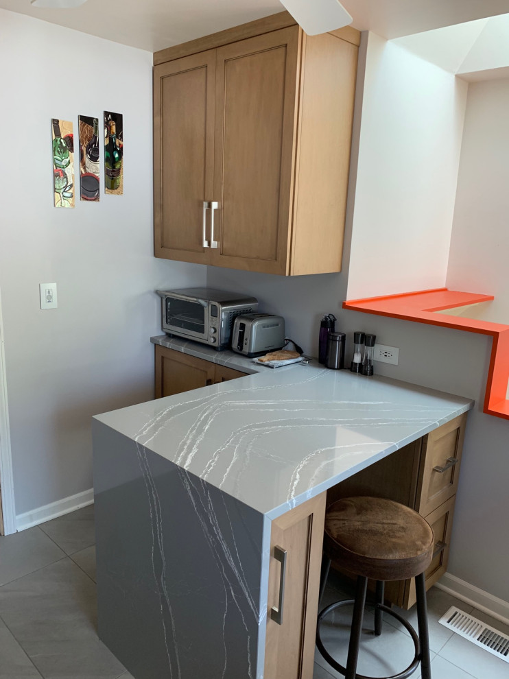 Cambria Queen Anne -small kitchen with waterfall peninsula | Houzz Forum