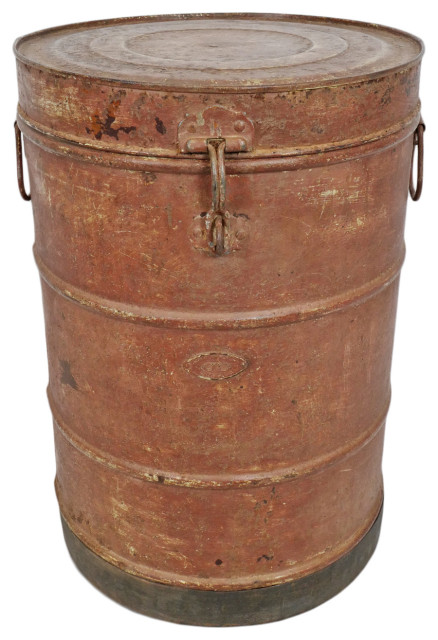 Consigned Iron Storage Can - Industrial - Side Tables And End Tables ...