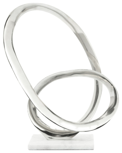 Metal 16" Loop With Marble Base, Silver - Contemporary - Decorative ...
