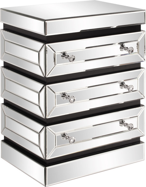 Howard Elliott 3-Tiered Mirrored End Table With Drawers, 20"x14"x26 ...