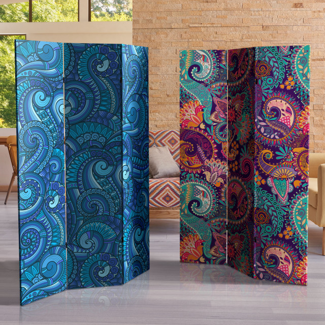 6' Tall Double Sided Psychedelic Wallpaper Canvas Room Divider ...