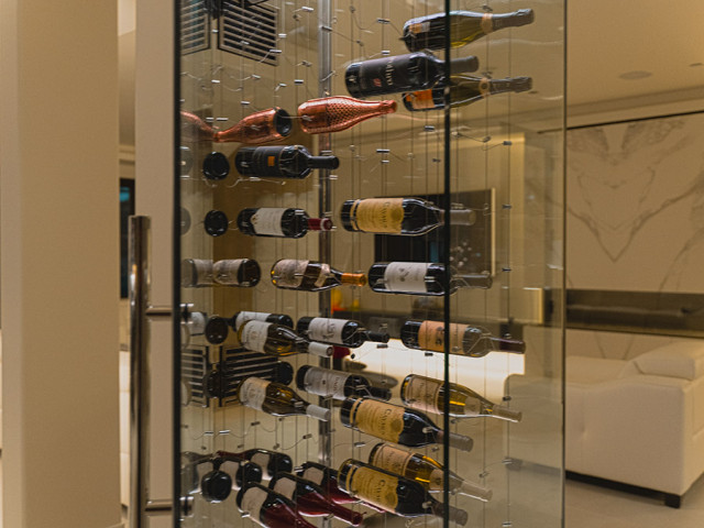 Modern Glass Wine Cellar With Custom Mirror Panels - Modern - Wine ...