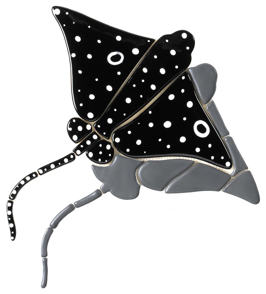 Spotted Eagle Ray Ceramic Swimming Pool Mosaic, 12"x12" with shadow ...