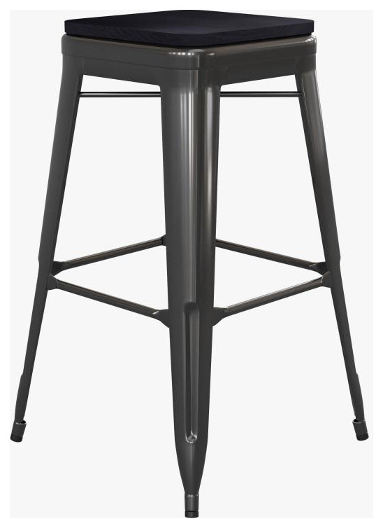 4PK 30" Black Stool-Black Seat - Industrial - Bar Stools And Counter ...