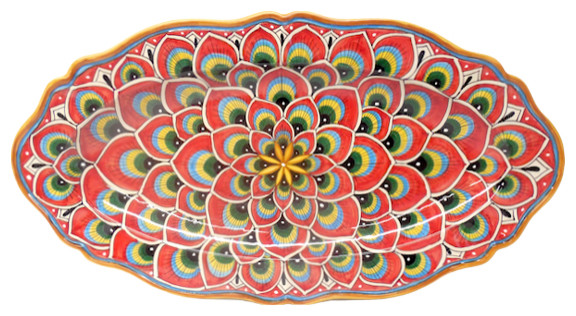 Deruta Ceramiche Sberna Penna di Pavone 24X13" Scalloped Long Oval ...