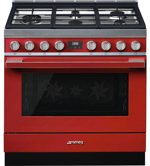 Smeg Portofino Pro-Style Dual Fuel Range, 36" - Contemporary - Gas ...