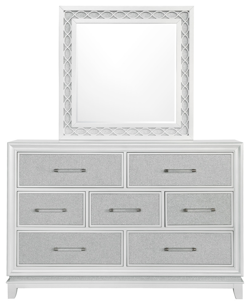 Starlight 7-Drawer Dresser With Mirror and LED Lighting - Transitional ...