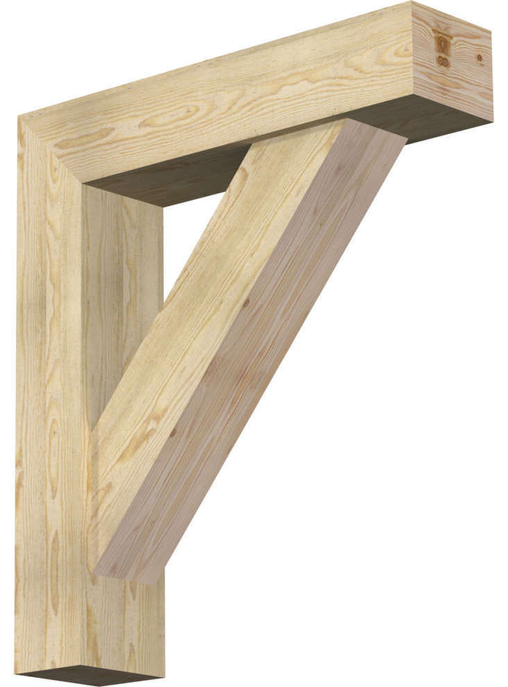 Traditional Block Rough Sawn Bracket w/ Offset Brace, 34"D x 38"H ...