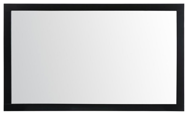 Maklaine Modern 60x36" MDF Wood and Metal Vanity Mirror in Black Finish ...
