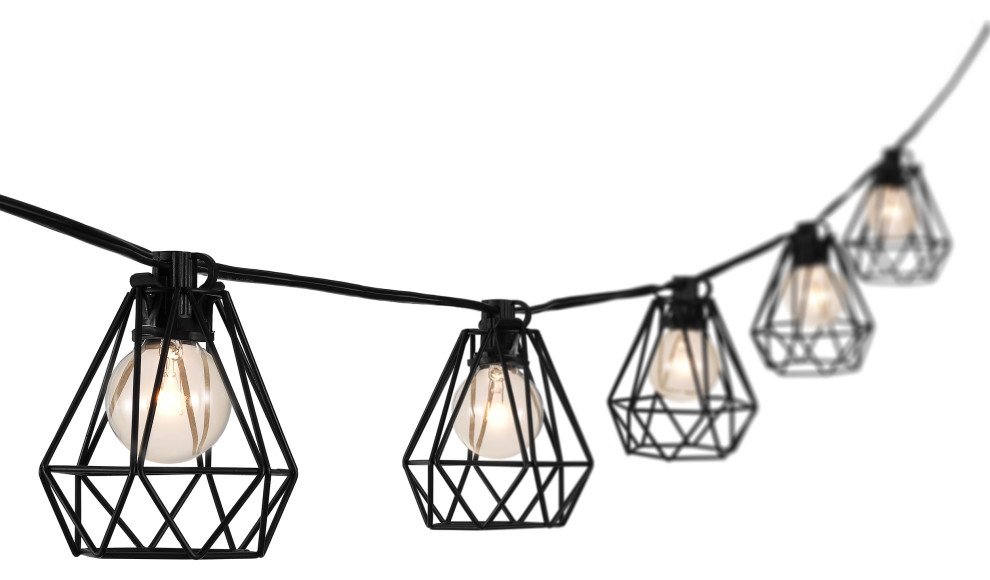 10-Light Indoor/Outdoor 10' Contemporary G40 String Lights, Black ...
