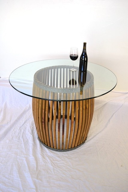 Wine Barrel Dining Table - Bauhinia - Made from retired CA wine barrels ...