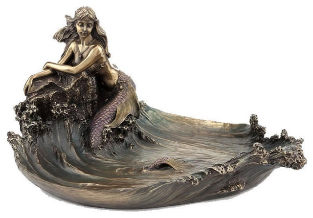 Mermaid Leaning On Rock Statue by Veronese Design - Beach Style ...