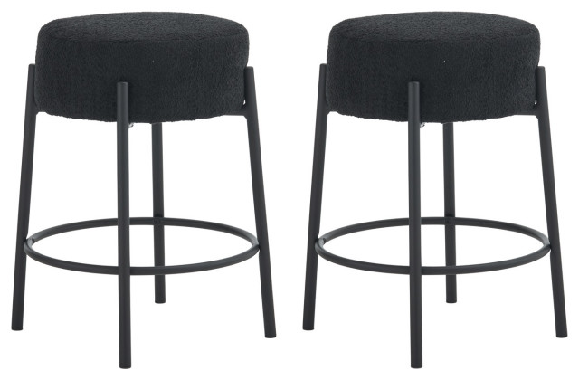 Black Backless Bar Stools With Black Legs Set of 2 - Transitional - Bar ...