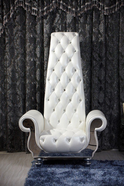 Kyrie King Tufted Chrome High Back Chair - Traditional - Armchairs And ...