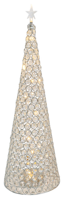 23.8-in H B/O Lighted Jeweled Cone Tree, Silver - Traditional - Holiday ...