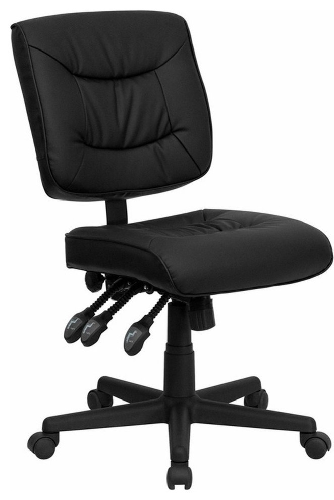 Mid-Back Black LeatherSoft Multifunction Swivel Ergonomic Task Office ...
