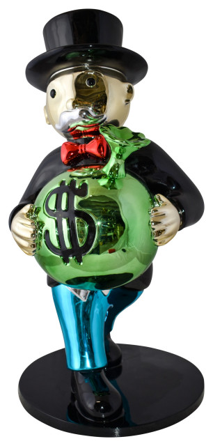 Casual Monopoly Man Holding Money Bag Resin Statue Large Size: 16" x 16 ...