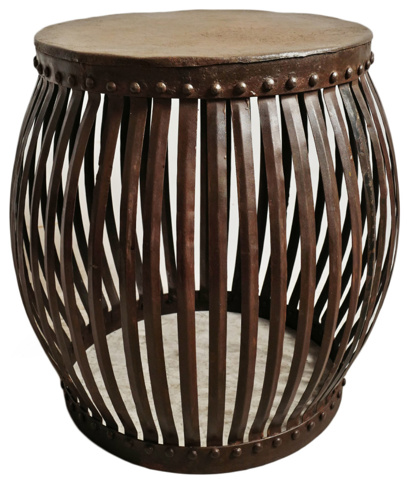 Iron Drum Strap Side Table - Industrial - Side Tables And End Tables ...