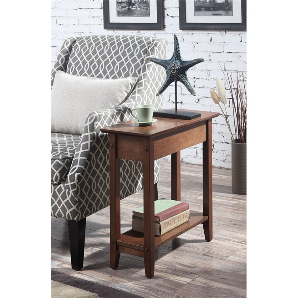 Convenience Concepts American Heritage Flip Top End Table in Black Wood ...