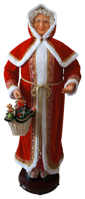 58" Dancing Mrs. Claus With Hooded Cloak and Basket, Life-Size ...