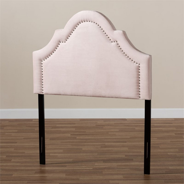 Baxton Studio Rita Velvet and Wood Twin Headboard in Light Pink ...