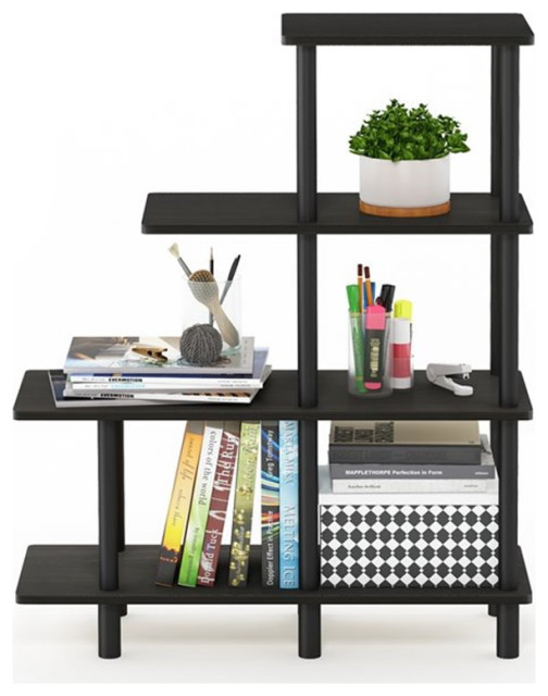 Furinno Turn-N-Tube Engineered Wood 4-Tier Cube Ladder Shelf in ...