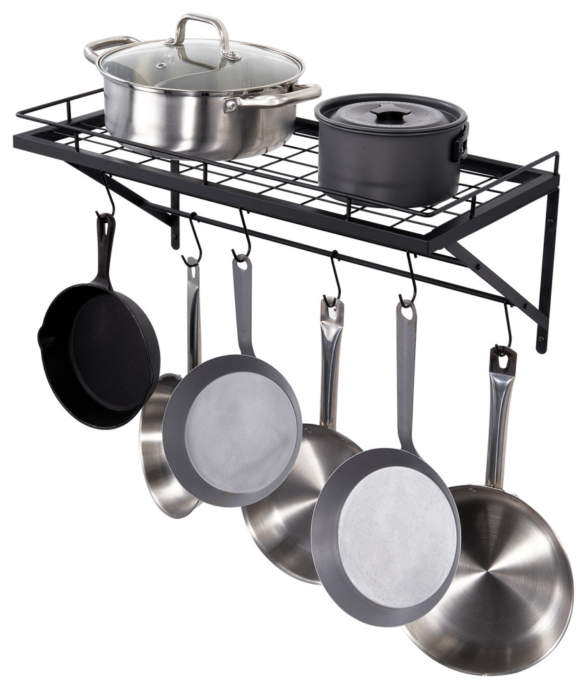 VEVOR Pot Rack Wall Mounted 24in Pot and Pan Hanging Rack With 12 S ...