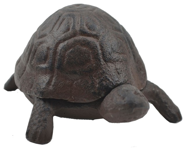 Turtle Hide A Key Box, Distressed Brown Cast Iron - Beach Style ...