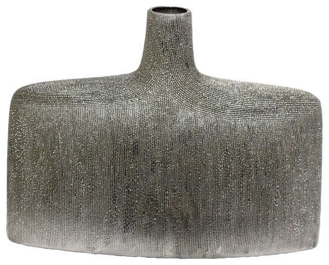 Soulful Ceramic Rectangular Vase, Silver - Transitional - Vases - by ...