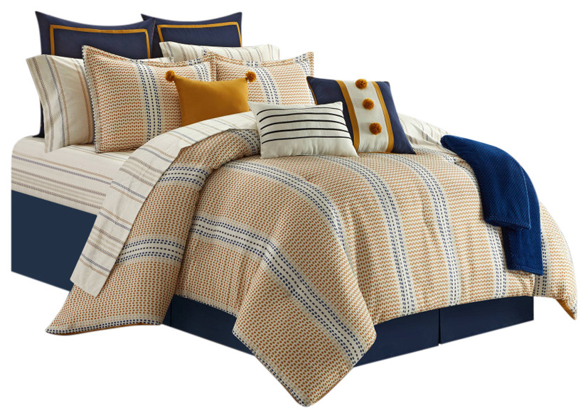 Sariyah 14 Piece Bed in a Bag, Yellow, King - Contemporary - Comforters ...