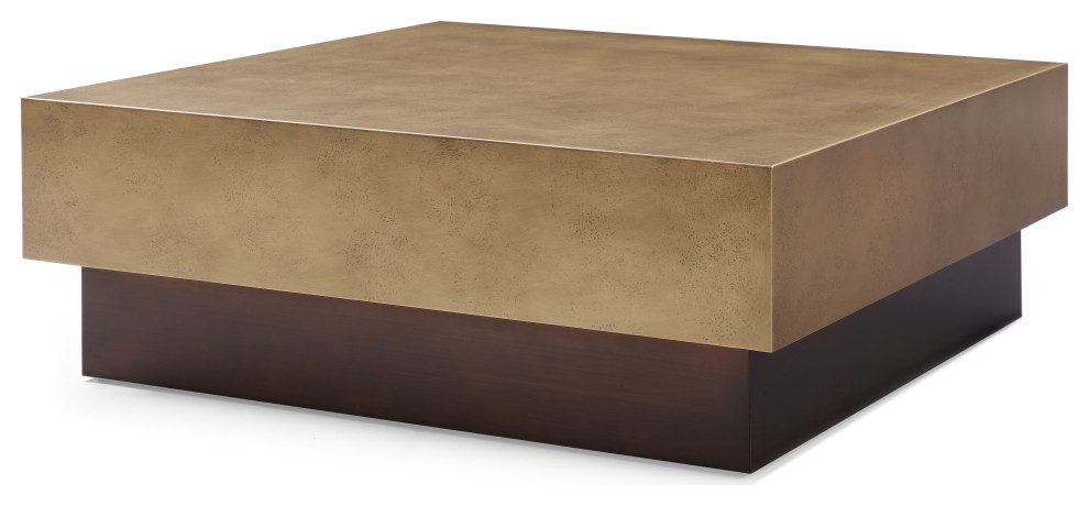 Derek Modern Metal and Antique Copper Coffee Table - Contemporary ...