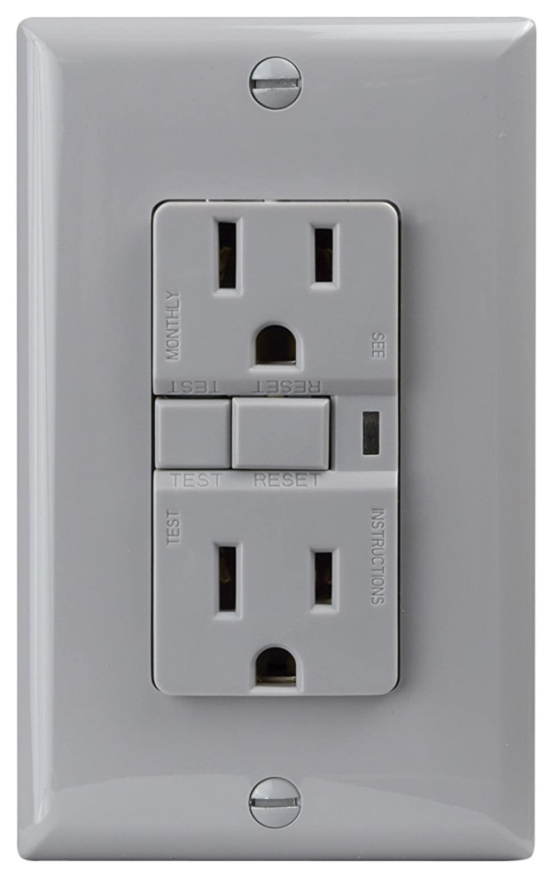 Cooper Wiring VGF15GY-L ShockSentry 125-Volt Duplex GFCI Receptacle ...