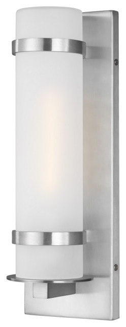 Alban One Light Outdoor Wall Lantern in Satin Aluminum - Transitional ...