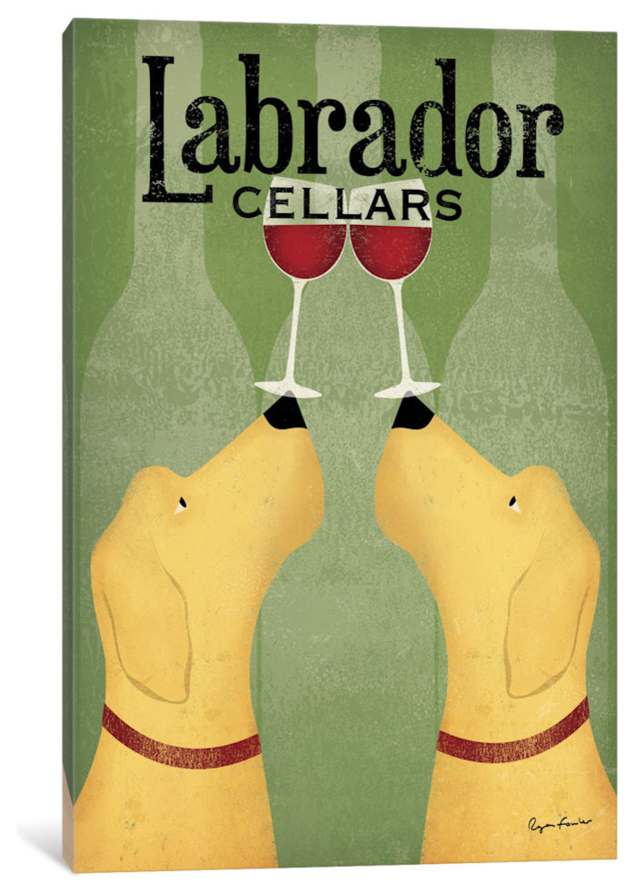 "Two Labrador Wine Dogs Gallery" by Ryan Fowler, 12x8x0.75", 26x18x1.5 ...