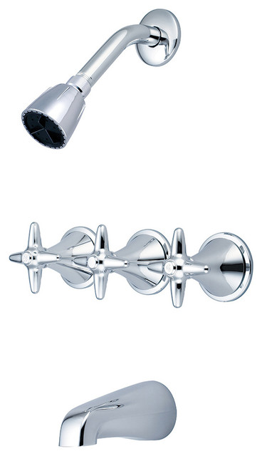 Central Brass Three Handle Tub & Shower Set - Transitional ...